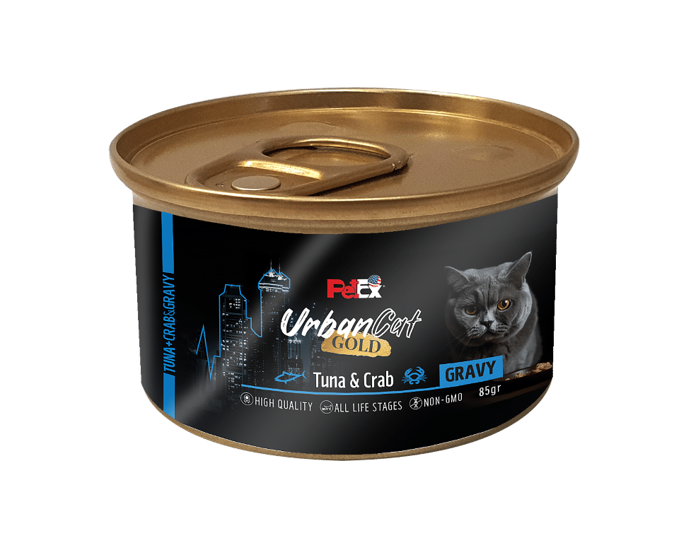 Urban Cat Gold | מעדן טונה עם סרטנים ברוטב 85 גר' | מזון רטוב לחתול